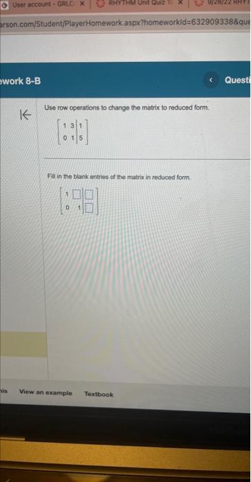 Solved Use row operations to change the matrix to reduced | Chegg.com