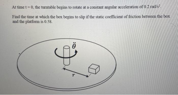 Solved Problem 8: This box is placed on a turntable at a | Chegg.com
