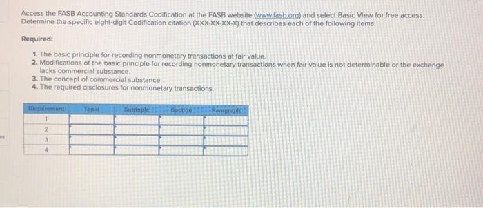 Solved Access the FASB Accounting Standards Codfication at | Chegg.com