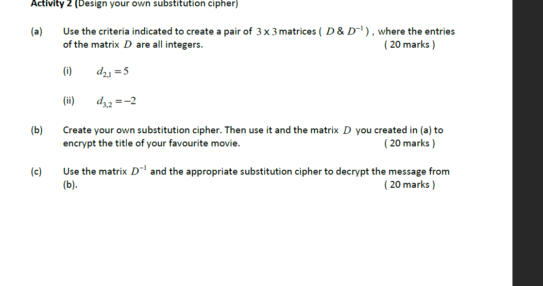 Solved Activity 2 (Design your own substitution cipher)Hi, | Chegg.com