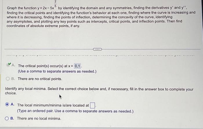 Solved Graph the function y=2x−5x55 by identifying the | Chegg.com