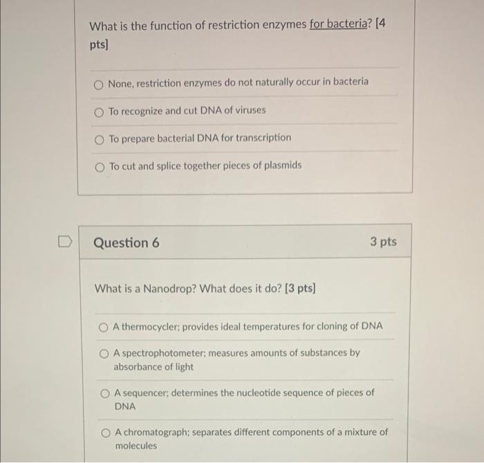Solved What is the function of restriction enzymes for | Chegg.com