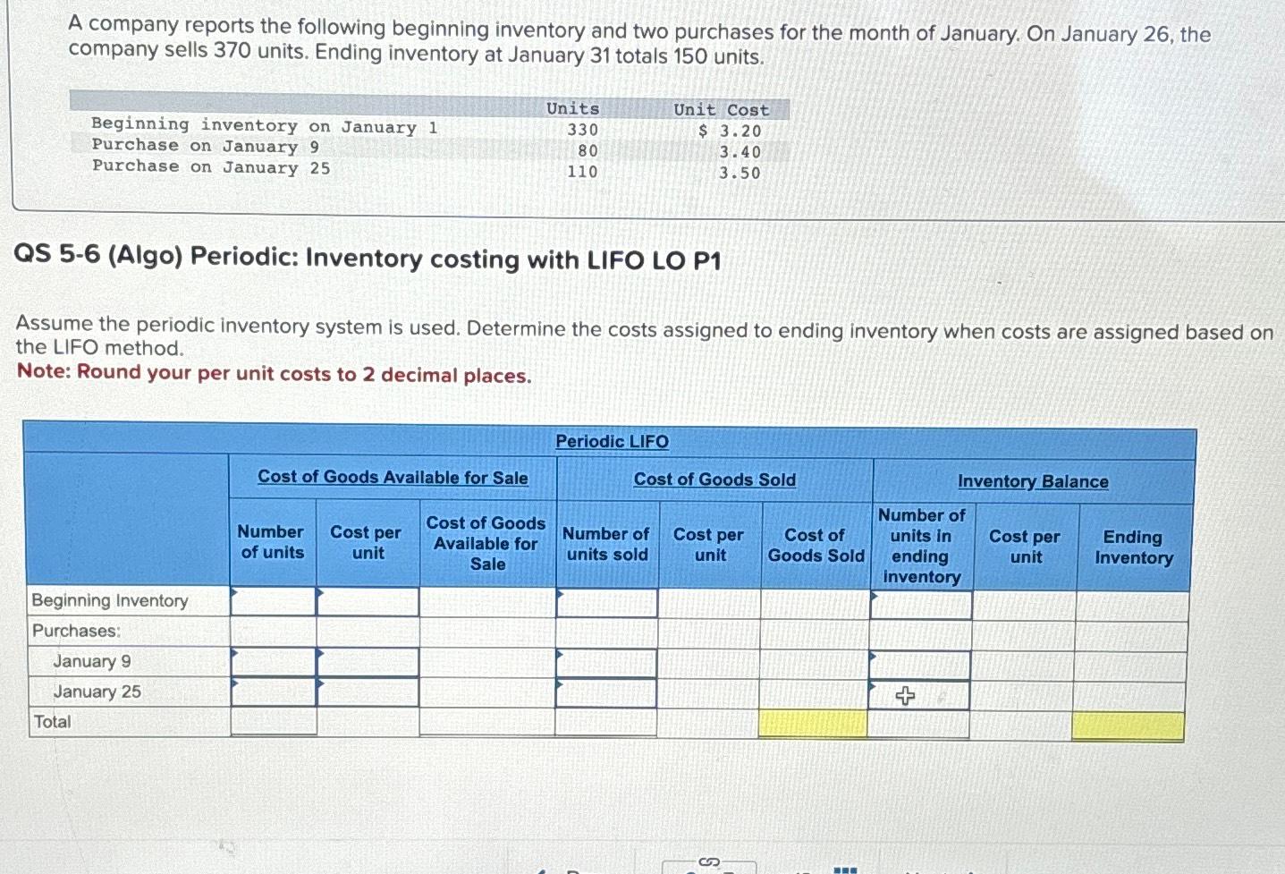 Solved A company reports the following beginning inventory | Chegg.com