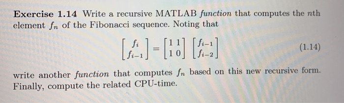 Solved Exercise 114 Write A Recursive Matlab Function That 3902