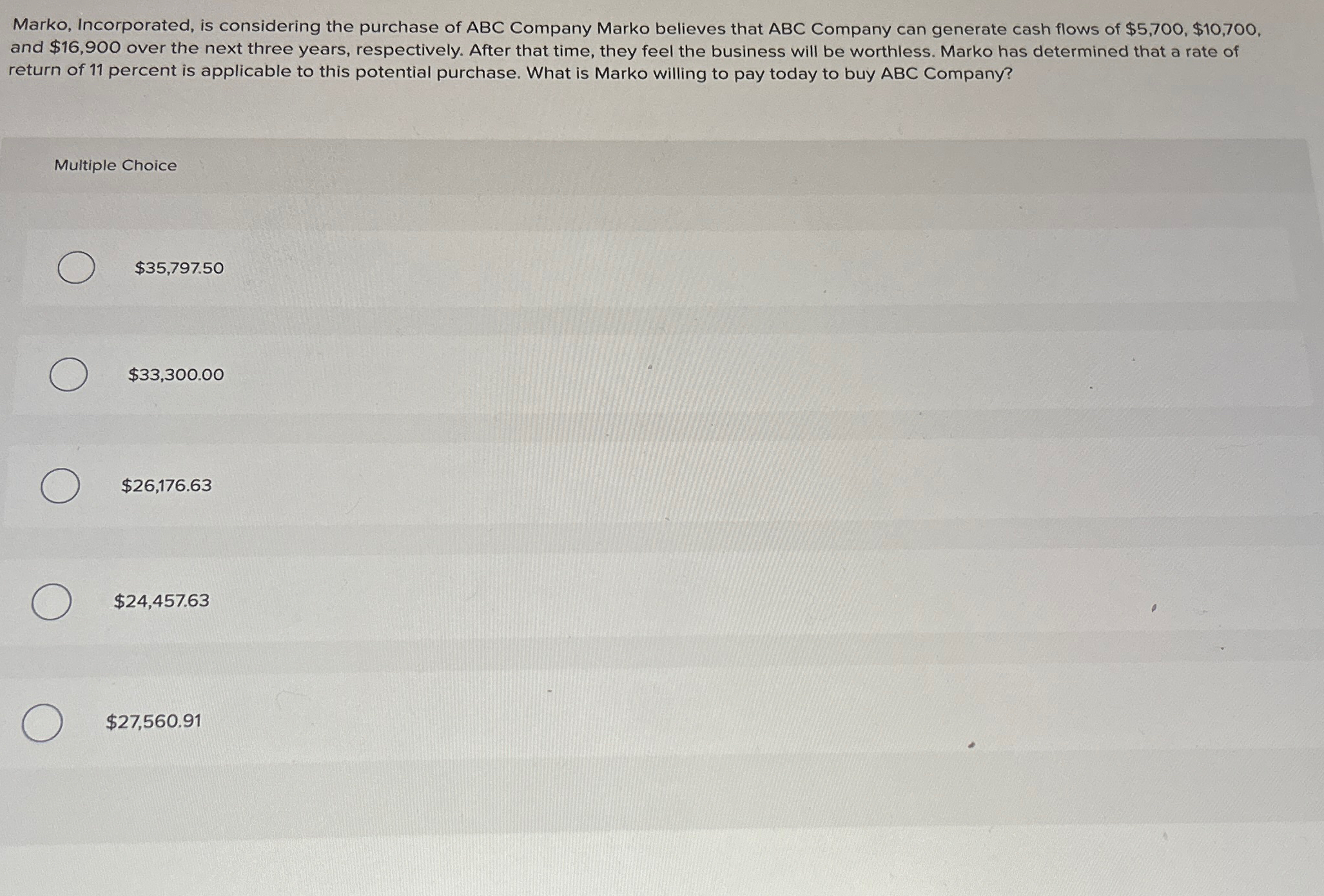 Solved Marko, Incorporated, is considering the purchase of | Chegg.com