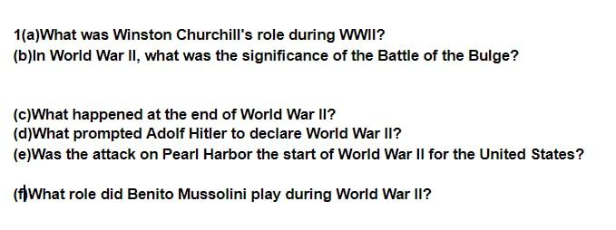 Solved 1(a)What was Winston Churchill's role during WWII? | Chegg.com