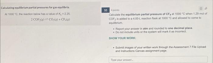 Solved Calculating equilibrium partial pressures for gas | Chegg.com