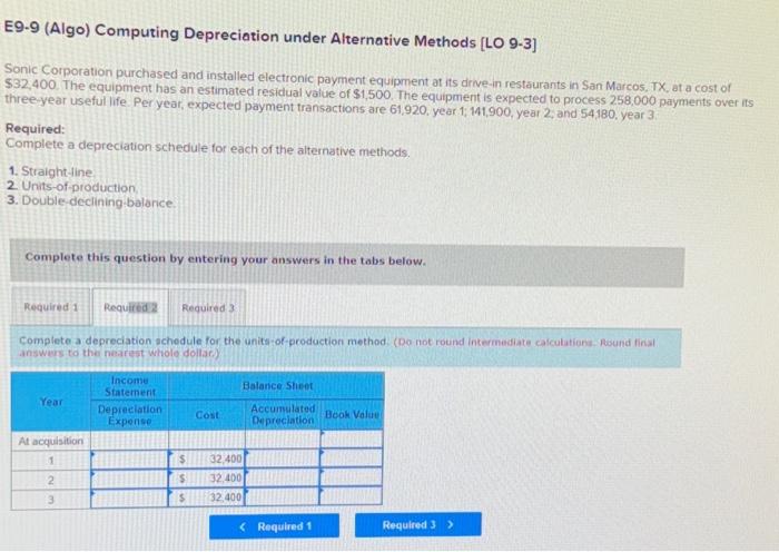 Solved E9-9 (Algo) Computing Depreciation under Alternative | Chegg.com