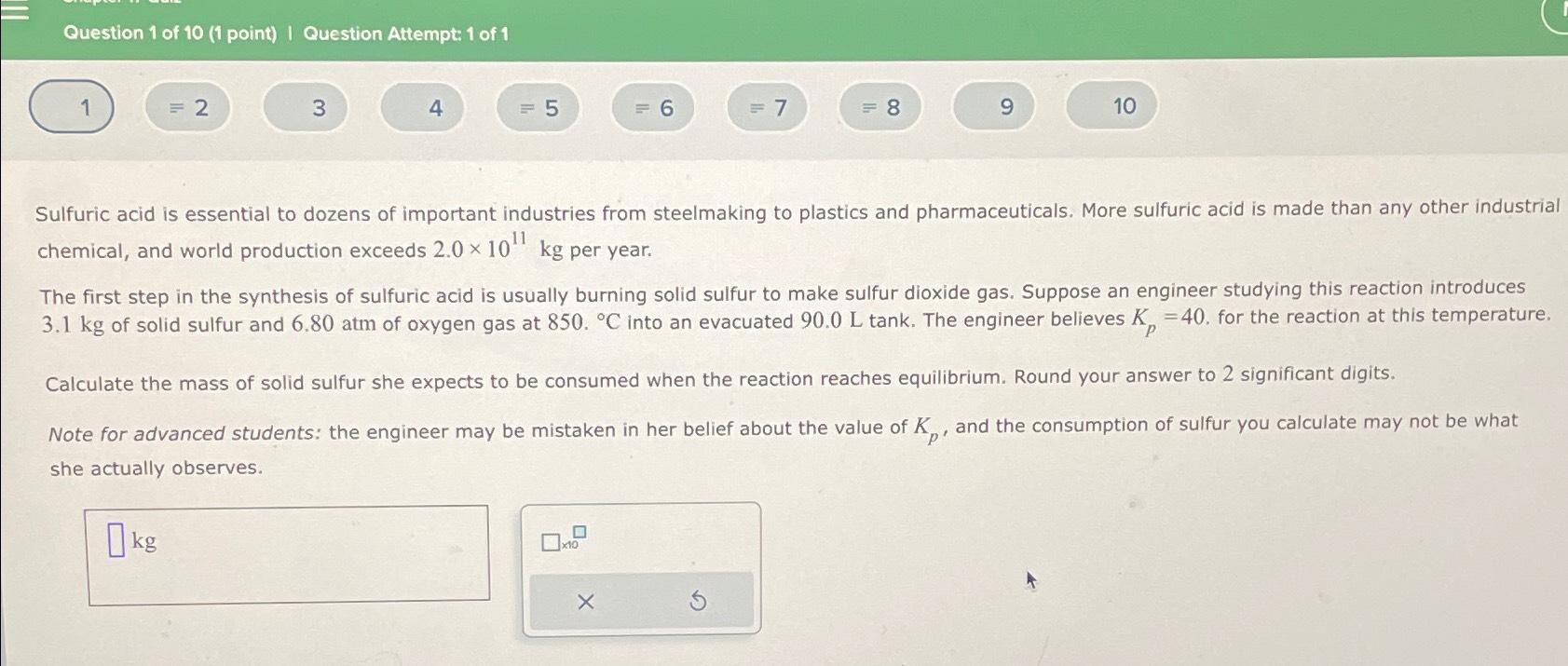 Solved Question 1 ﻿of 10 (1 ﻿point) ﻿I Question Attempt: 1 | Chegg.com
