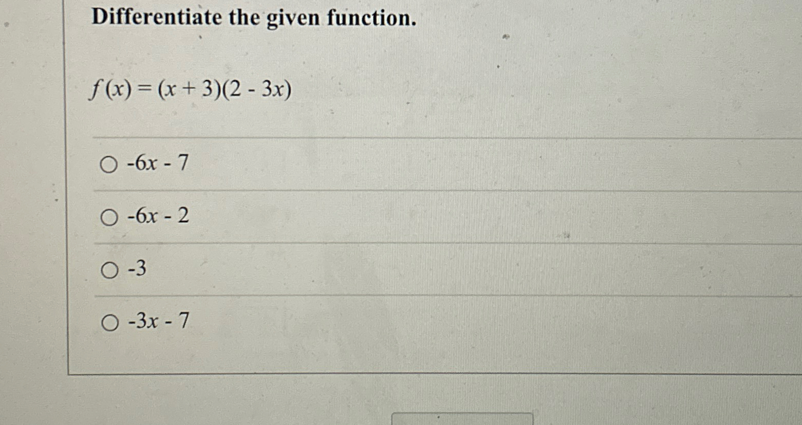 Solved Differentiate the given | Chegg.com