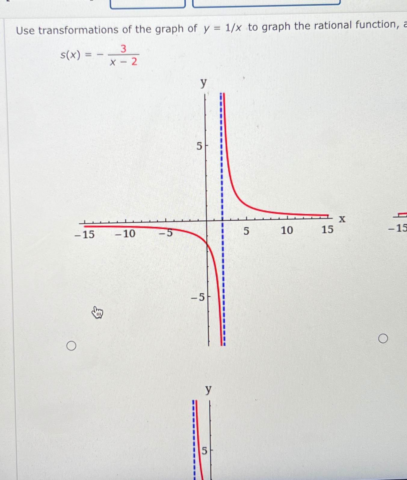 Solved Use transformations of the graph of y=1x ﻿to graph | Chegg.com