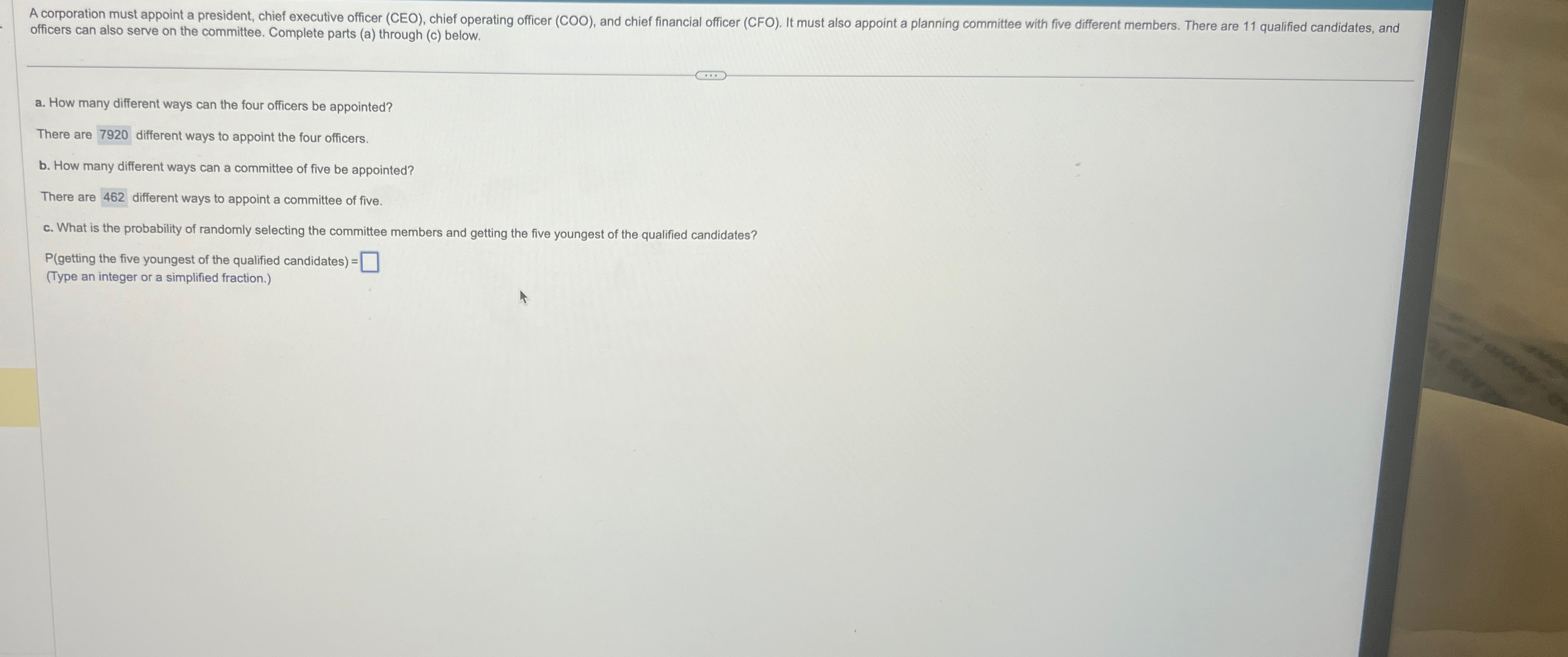 Solved officers can also serve on the committee. Complete | Chegg.com