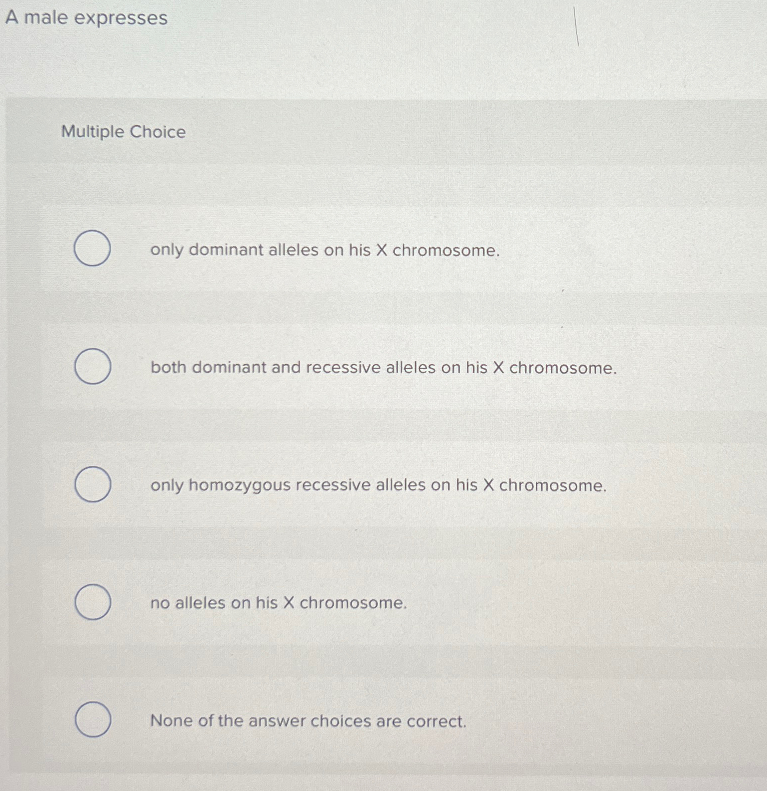 Solved A male expressesMultiple Choiceonly dominant alleles | Chegg.com