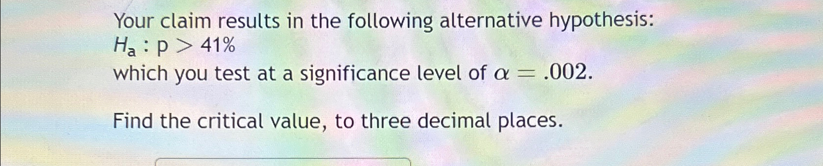 Solved Your claim results in the following alternative | Chegg.com