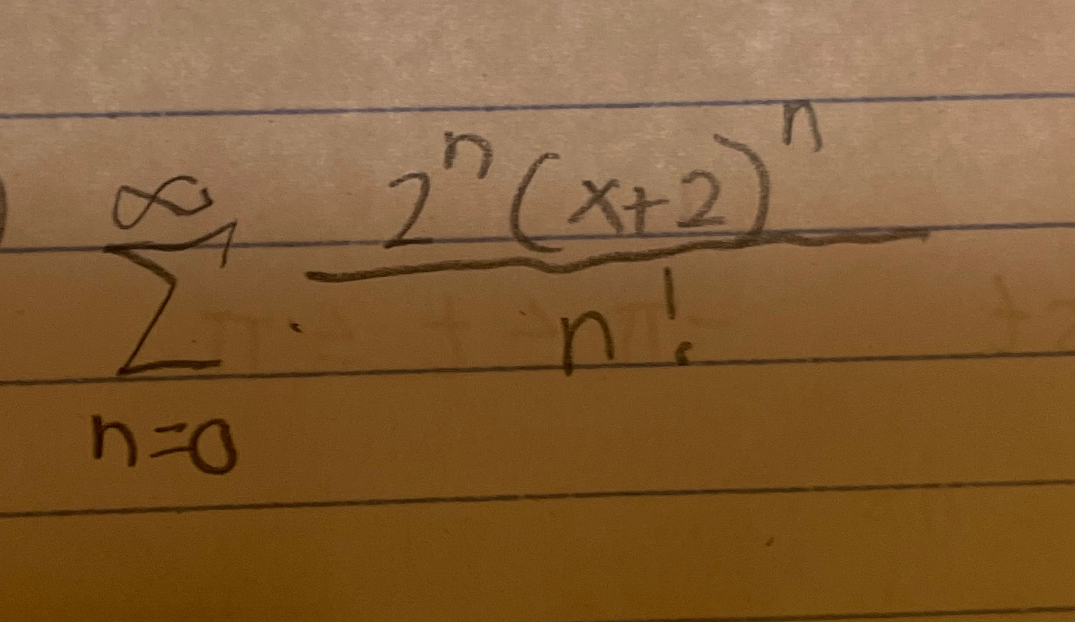 Solved ∑n=0∞2n(x+2)nn! ﻿ tadius of convergence | Chegg.com