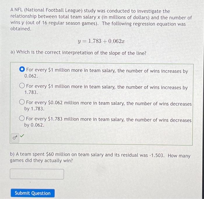 Solved A NFL (National Football League) study was conducted | Chegg.com