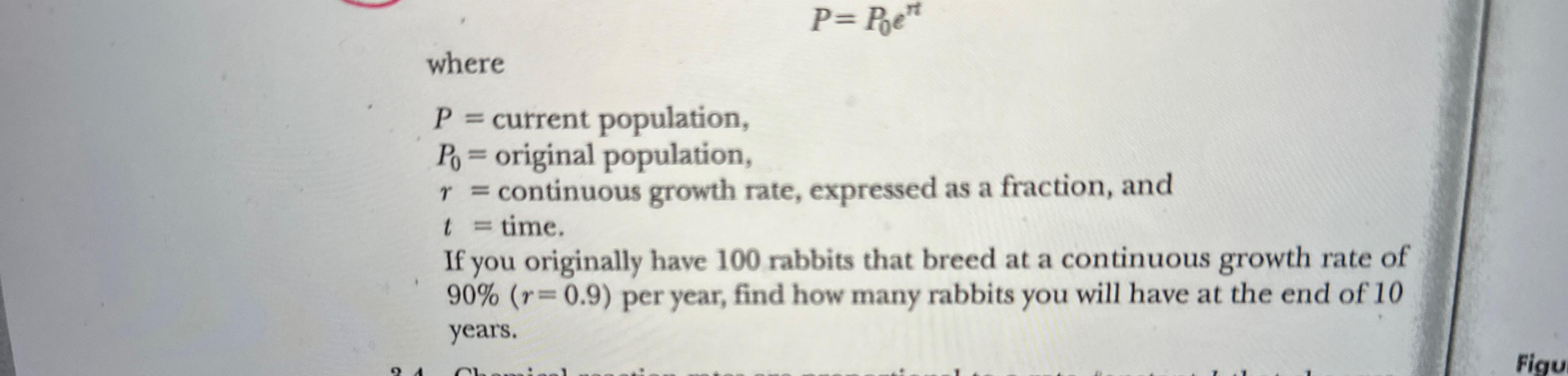 Solved P=P0entwhereP= ﻿current population,P0= ﻿original | Chegg.com