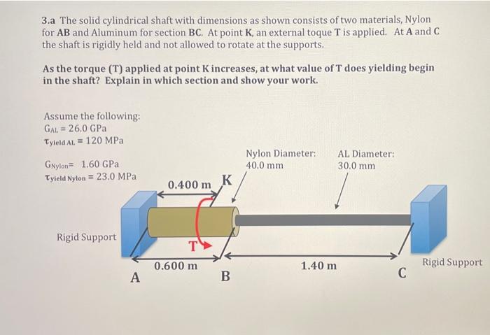 Solved 3.a The solid cylindrical shaft with dimensions as | Chegg.com