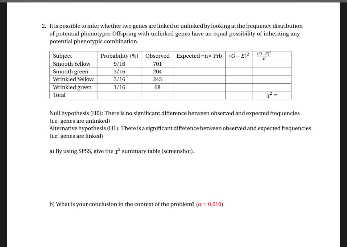 Solved It is possible to infer whether two genes are linked | Chegg.com