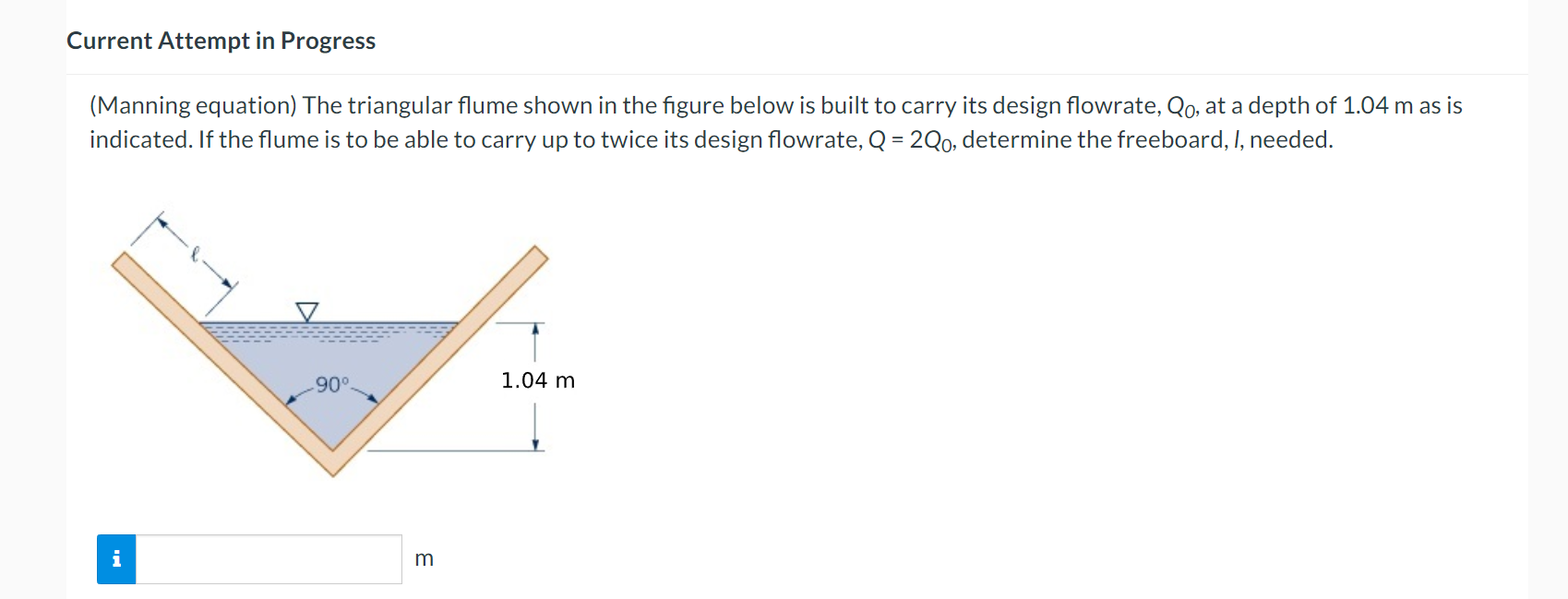 Solved Current Attempt in Progress(Manning equation) ﻿The | Chegg.com