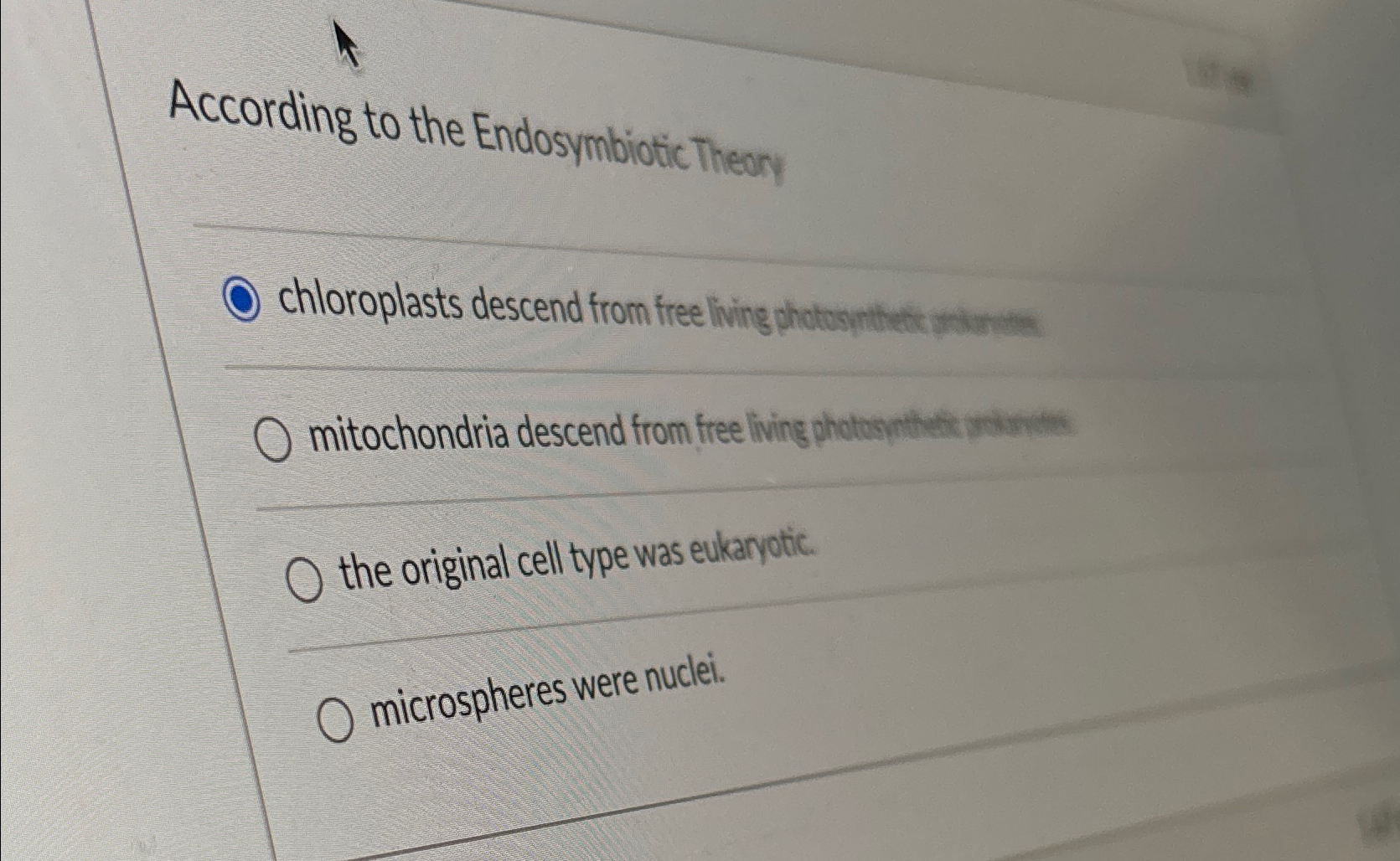 Solved According to the Endosymbiotic Theorythe original | Chegg.com