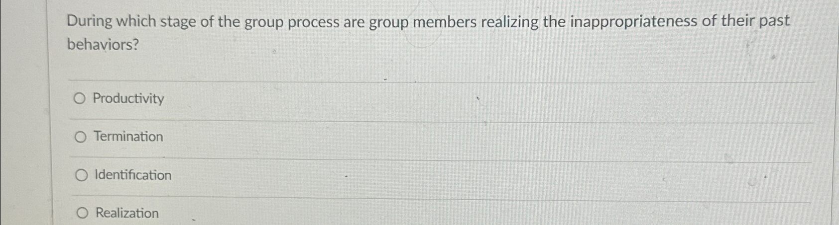 Solved During which stage of the group process are group | Chegg.com