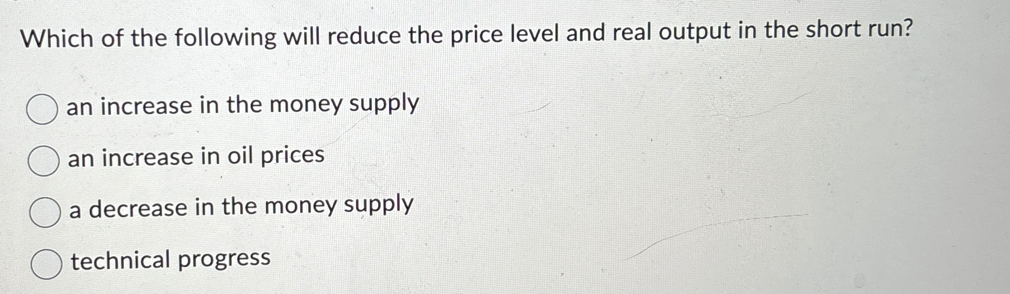 Solved Which of the following will reduce the price level | Chegg.com