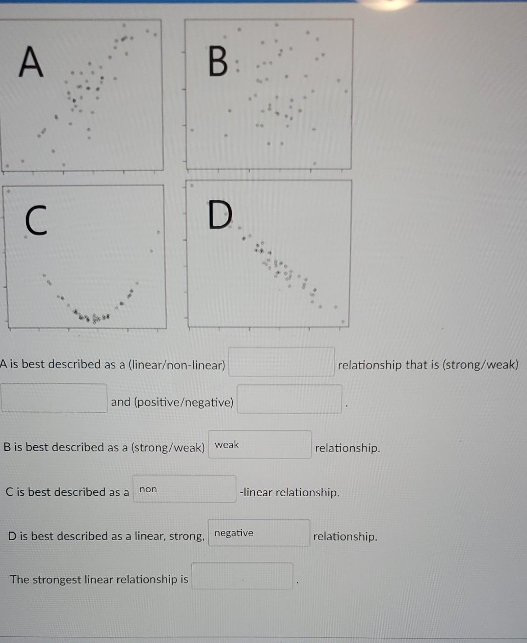 Solved A B. C D A is best described as a linear/non-linear) | Chegg.com