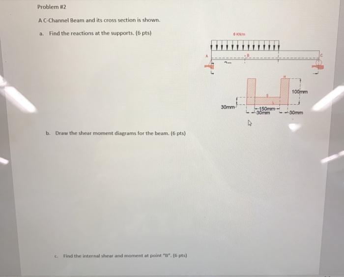 Solved Problem #2 A C-Channel Beam and its cross section is | Chegg.com