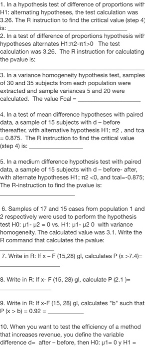 Solved 1. In a hypothesis test of difference of proportions | Chegg.com