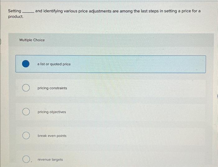Solved Setting and identifying various price adjustments are | Chegg.com