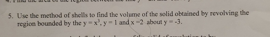Solved Use the method of shells to find the volume of the | Chegg.com