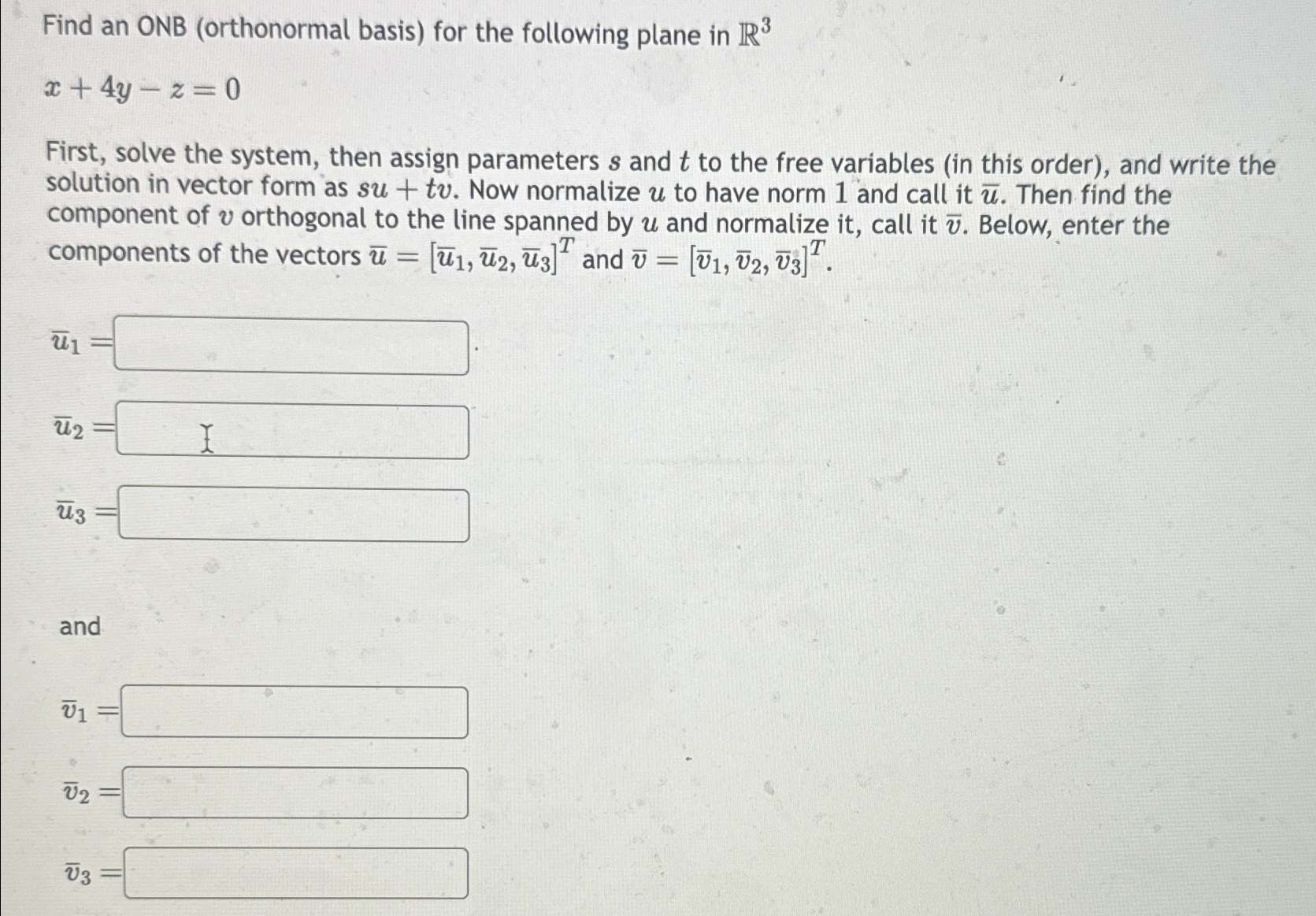 Solved Find an ONB (orthonormal basis) ﻿for the following | Chegg.com