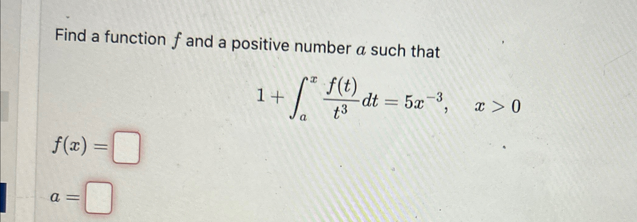 Solved Find a function f ﻿and a positive number a such | Chegg.com