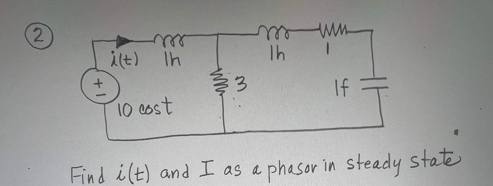 Solved Find i(t) and I as a phasor in steady state | Chegg.com