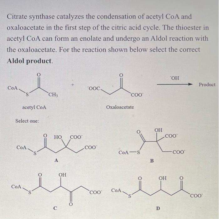 [Solved]: Citrate synthase catalyzes the condensation of ac