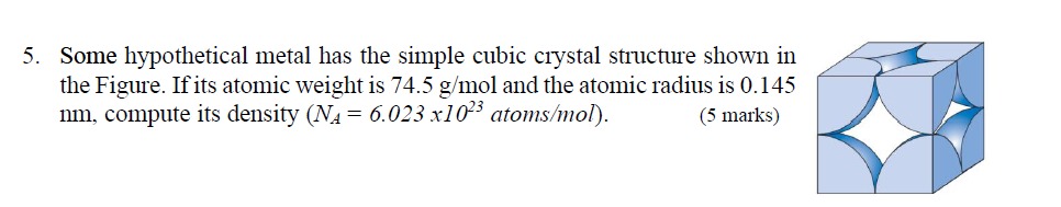 Solved Some hypothetical metal has the simple cubic crystal | Chegg.com