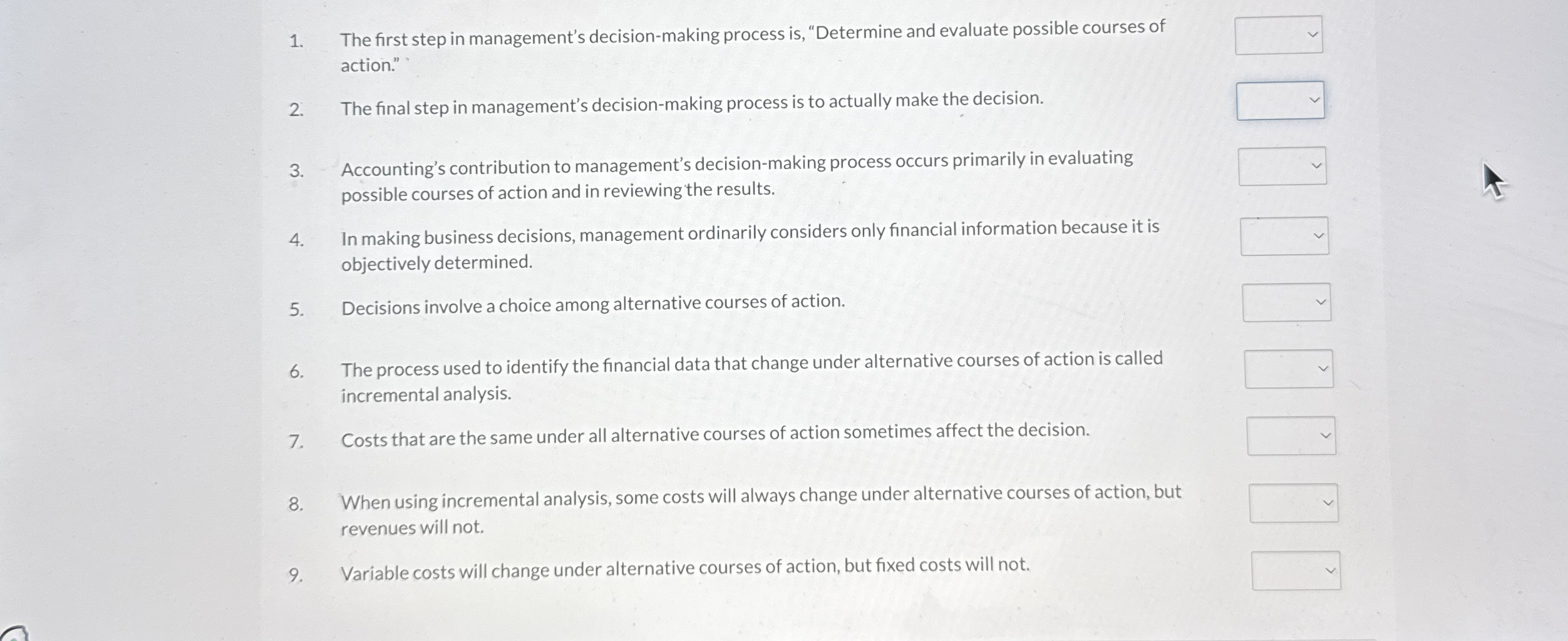 Solved The first step in management's decision-making | Chegg.com