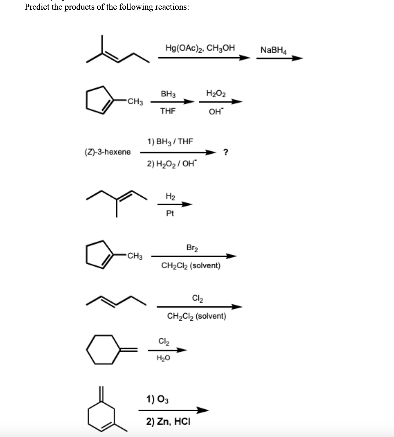 Solved Predict the products of the following reactions: | Chegg.com