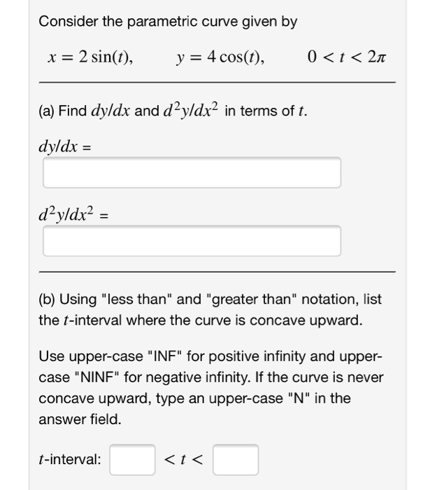 Solved Consider the parametric curve given by x = 2 sin(t), | Chegg.com