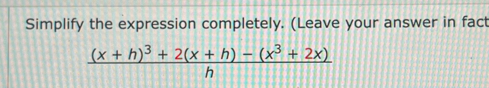 Solved Simplify the expression | Chegg.com