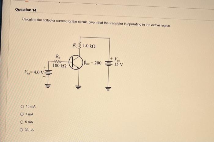 Solved Calculate the collector current for the circuit, | Chegg.com