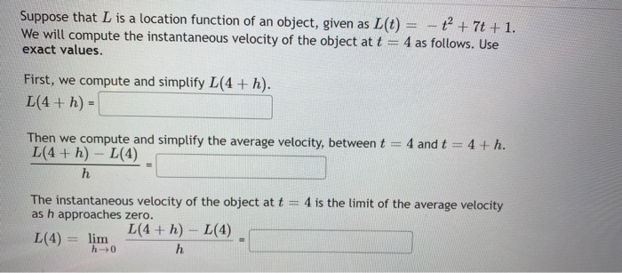 Solved Suppose That L Is A Location Function Of An Object
