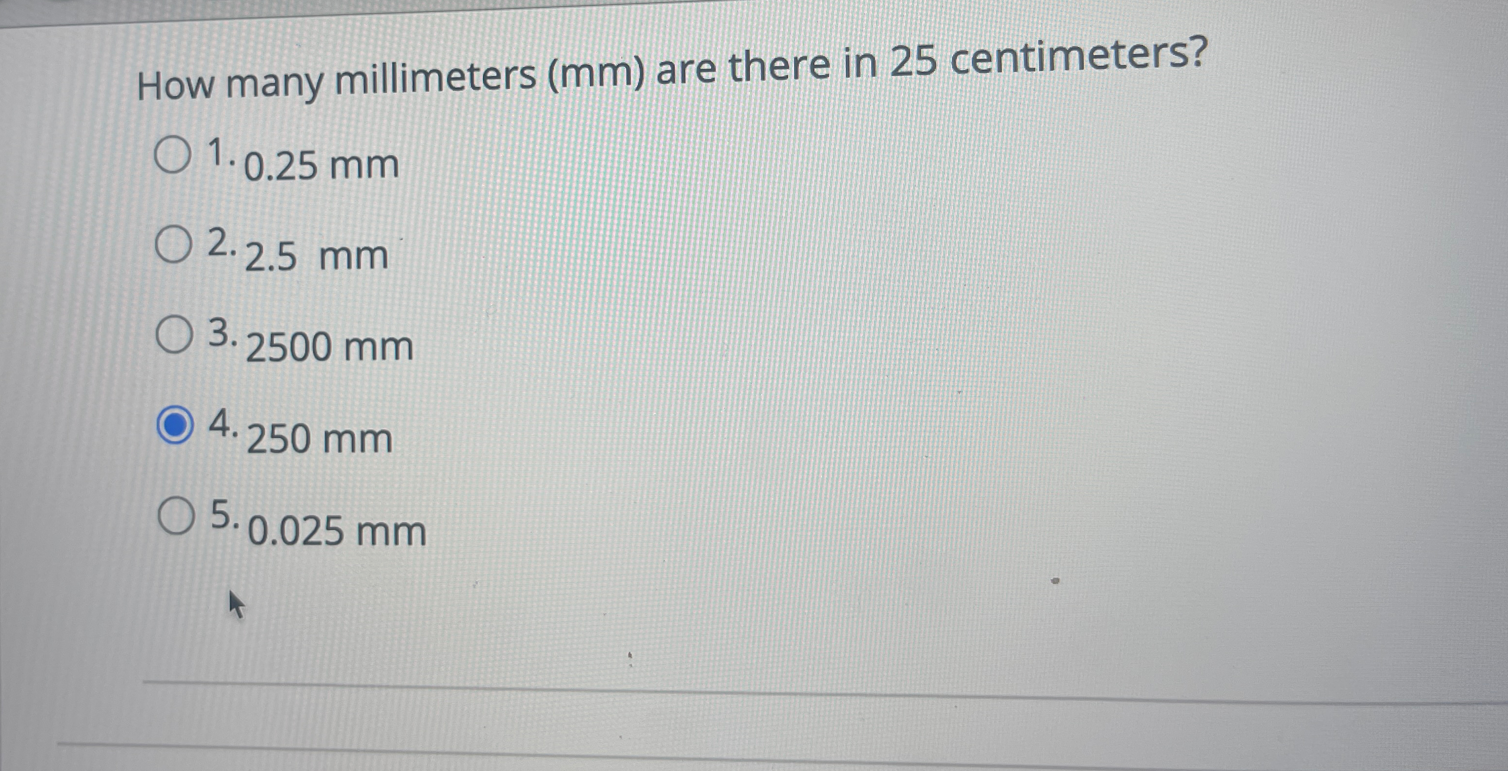 Solved How many millimeters ) ﻿are there in 25 | Chegg.com