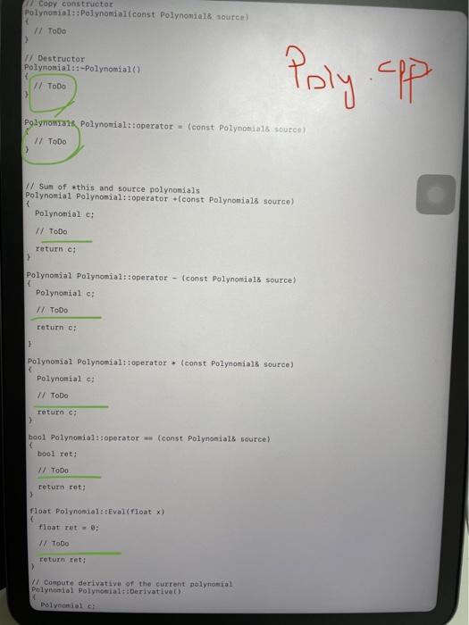 Solved i need the code of implementing polynomial in c++ | Chegg.com