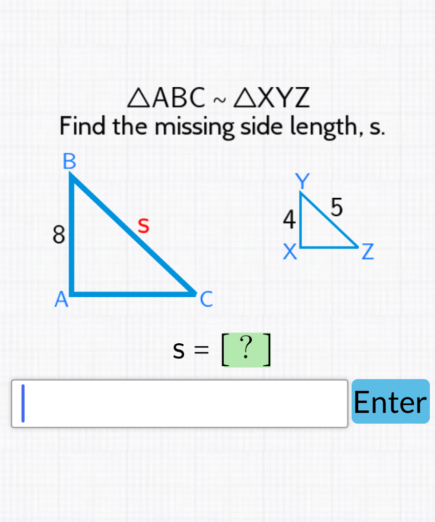 Solved ????ABC∼???xYZFind the missing side length, | Chegg.com