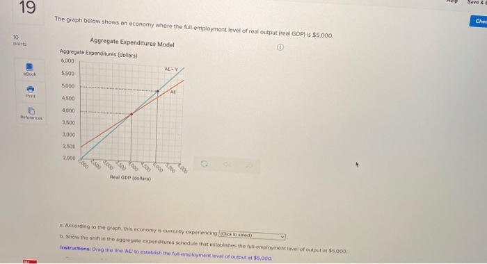 Solved Save & 19 The graph below shows on economy where the | Chegg.com