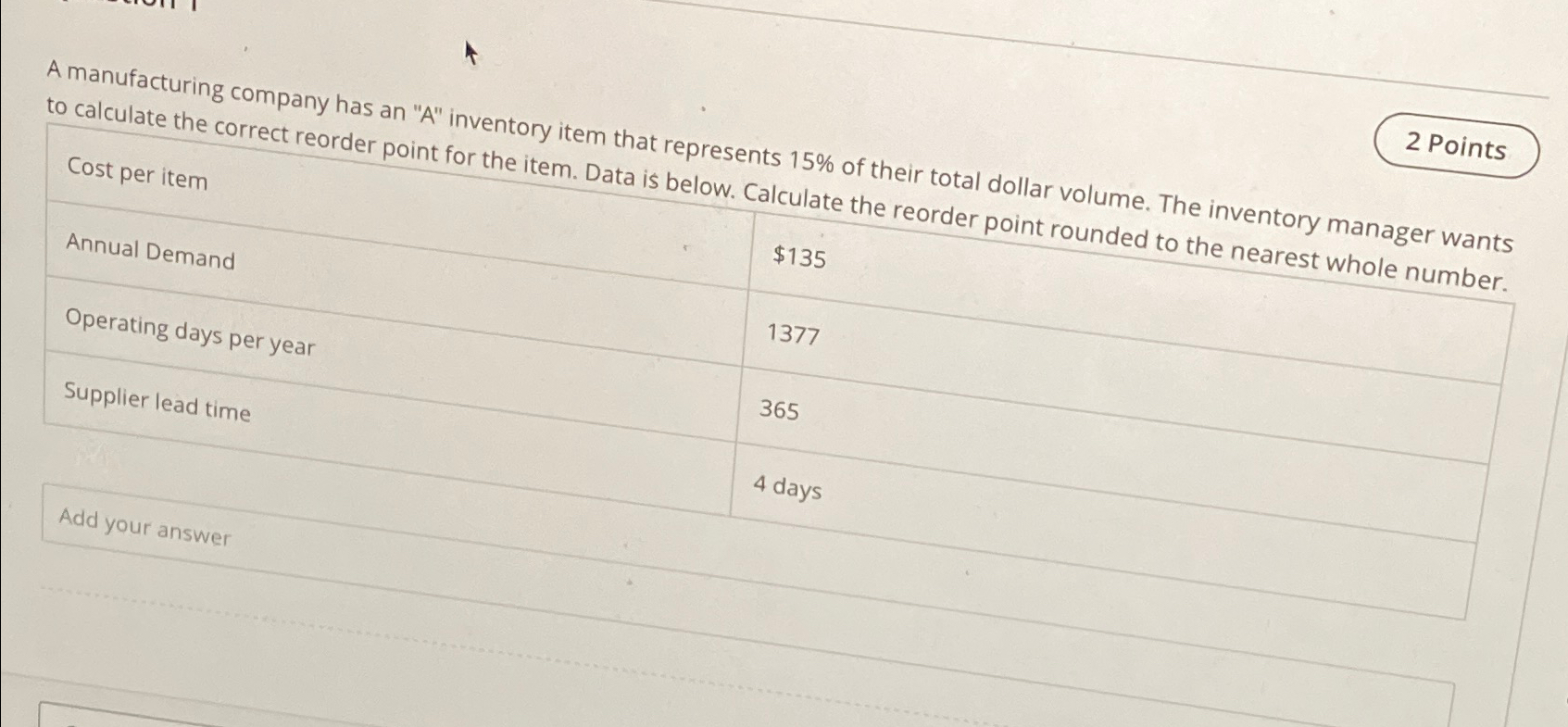 Solved to calculate the correct reorder point for the item. | Chegg.com