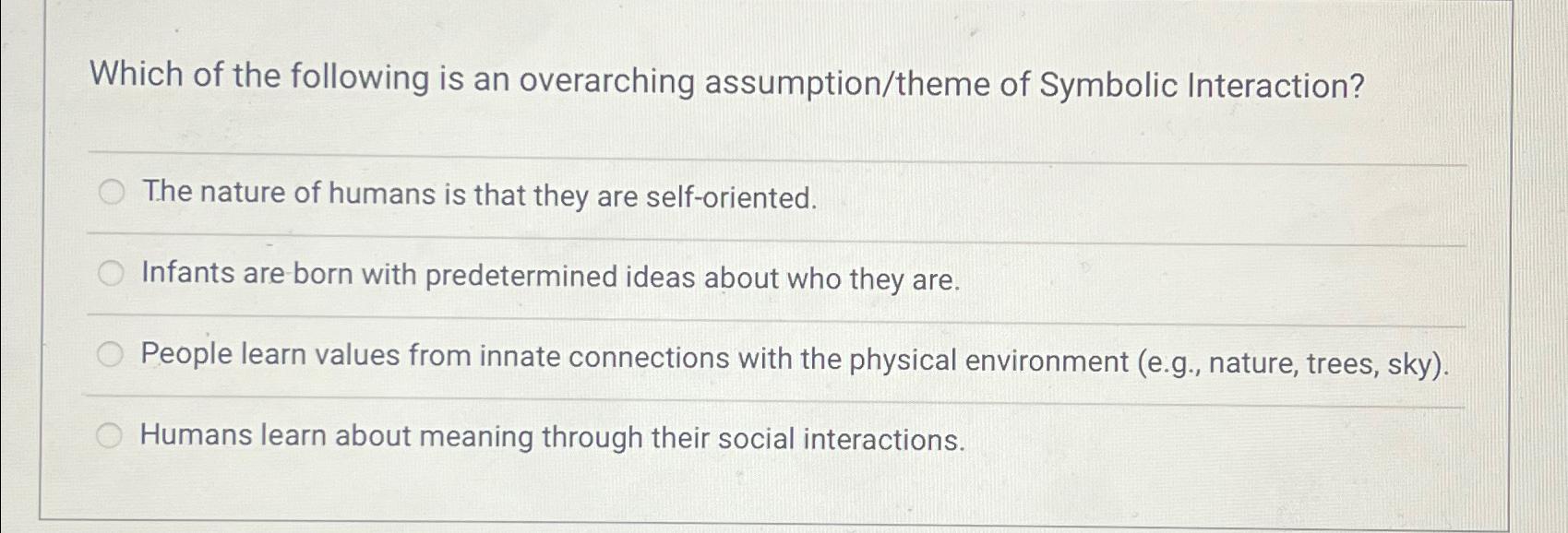 Solved Which of the following is an overarching | Chegg.com