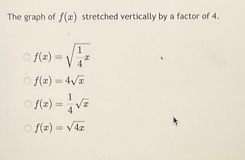 Solved The graph of f(x) ﻿stretched vertically by a factor | Chegg.com